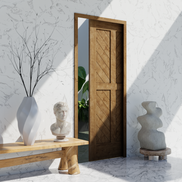 Four Panel Sliding Chevron Pocket Door | RealCraft