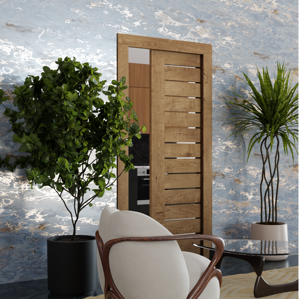 Mid-Century Modern Plank Sliding Screen Pocket Door | RealCraft
