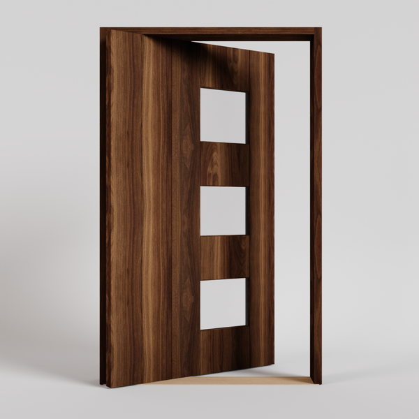 Mid-Century Modern Tri Window Pivot Door | RealCraft