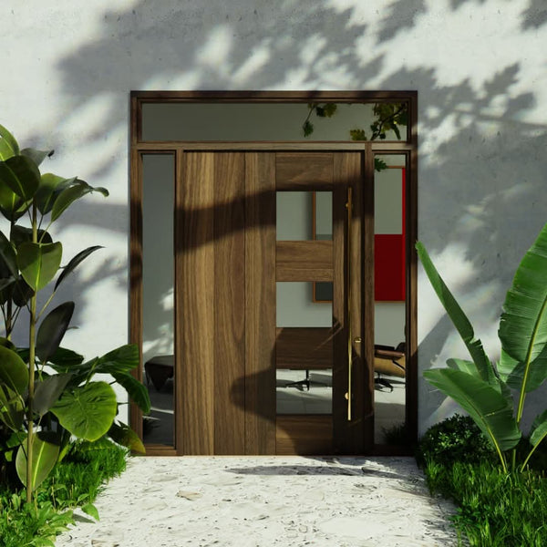 Mid-Century Modern Tri Window Pivot Door | RealCraft - Wood Entry Doors ...