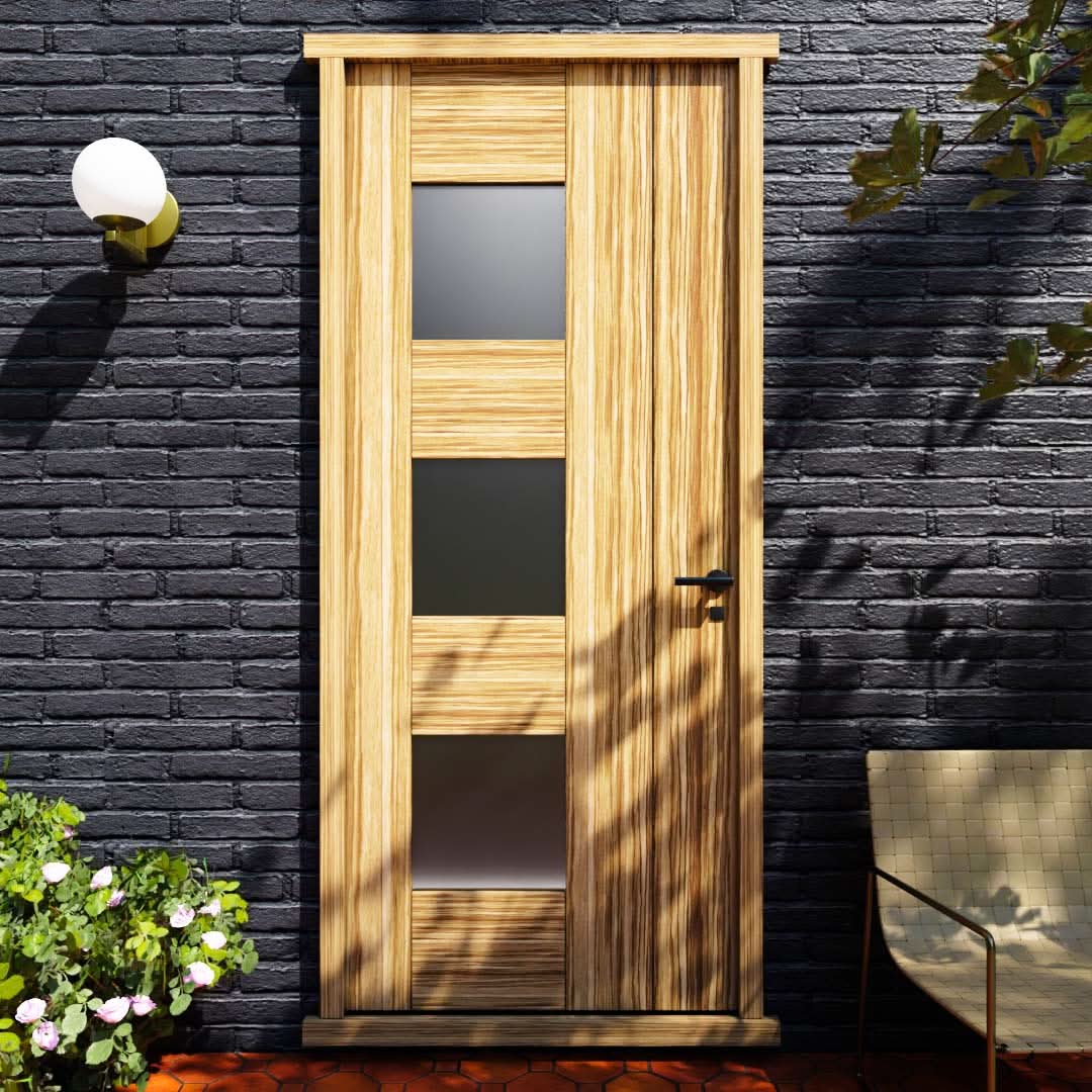 Mid-Century Modern Tri Window Entry Door | RealCraft