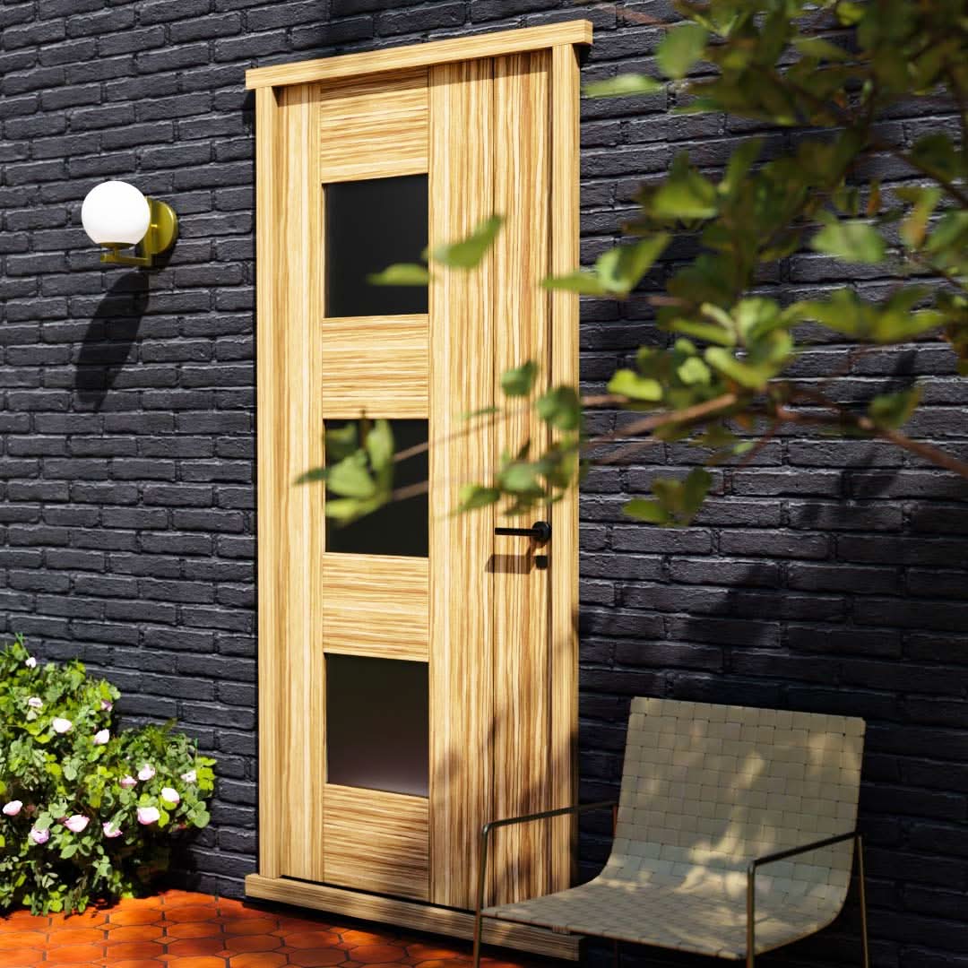 Mid-Century Modern Tri Window Entry Door | RealCraft