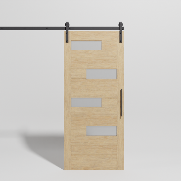 Offset Slat Sliding Modern Interior Door With Glass Panels | RealCraft ...