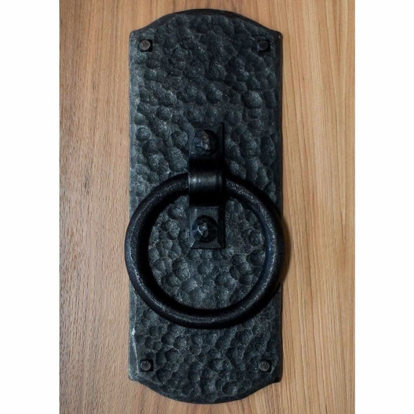Arched Rustic Ring Pull Barn Door Handle - Hand Forged - RealCraft